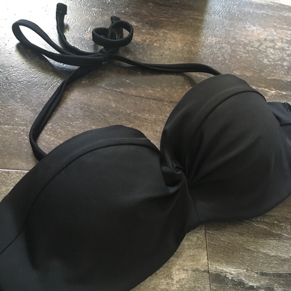 Swim | Black Twist Bandeau Halter Convertible Bikini Top | Poshmark